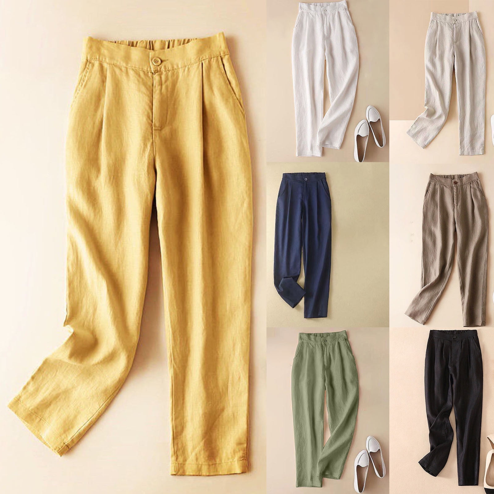 Click here for Sentmoon Loose Pants For Women Solid Color Elastic... prices