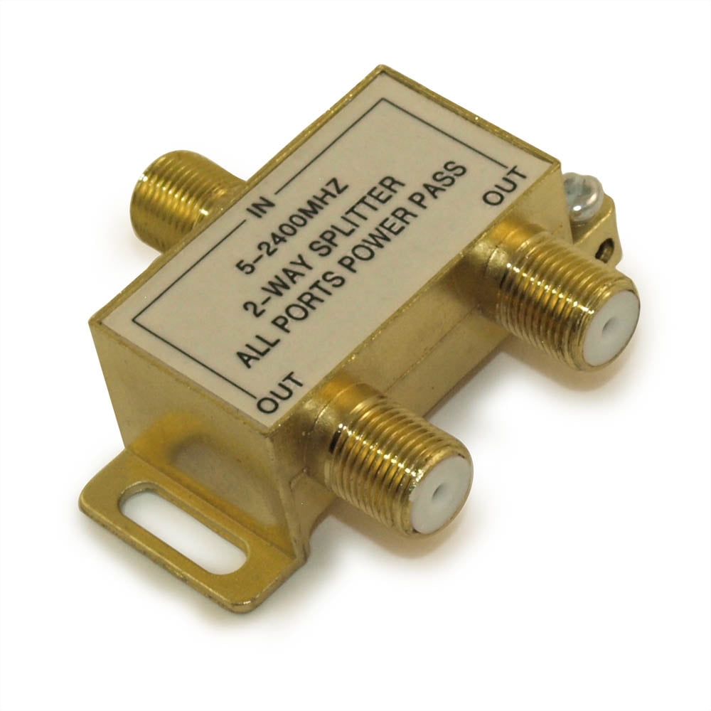Coax Splitter, 2 Way, (Premium, Gold Plated) 5-2400 Mhz - Walmart.com