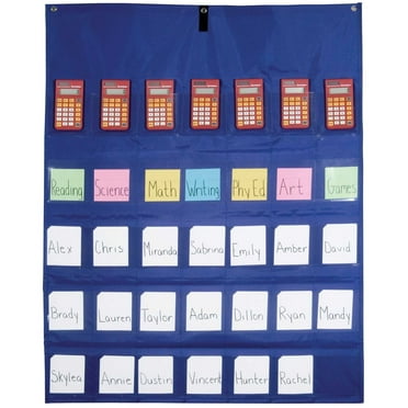 School Smart Pocket Chart with 14 Pockets, 33 x 12-1/2 Inches, Blue ...