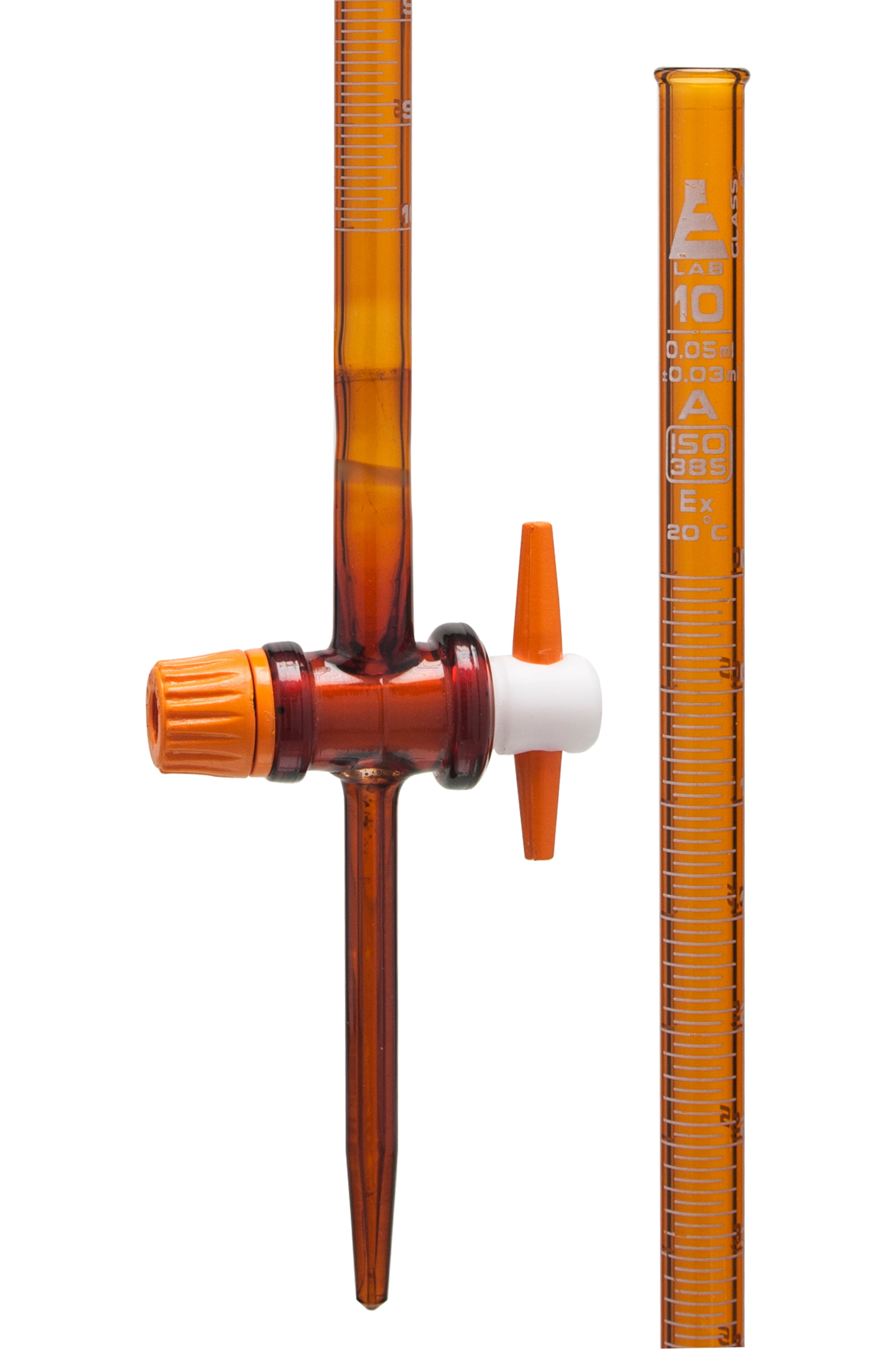 Amber Burette, 10mL - With PTFE Key Stopcock - Class A, ?0.03mL ...