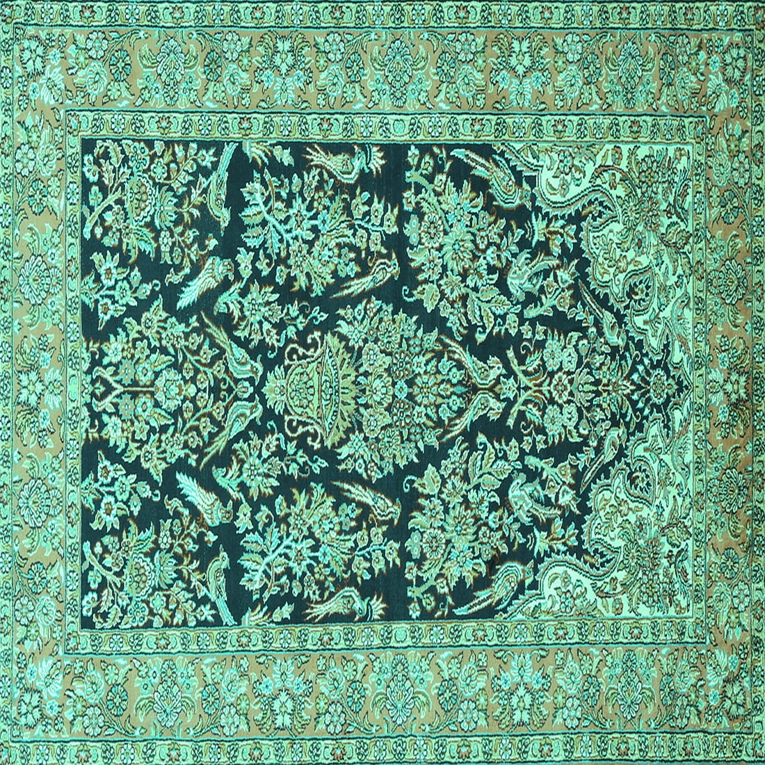 Ahgly Company Indoor Square Persian Turquoise Blue Traditional Area ...
