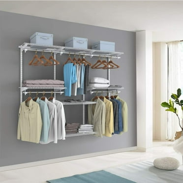 Gymax Clothes Wardrobe Organizer: 4-6 FT Adjustable Closet System, Wall ...