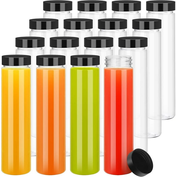 Clear Plastic Juice Bottles 4 Ounce Empty Drink Containers With Lids ...