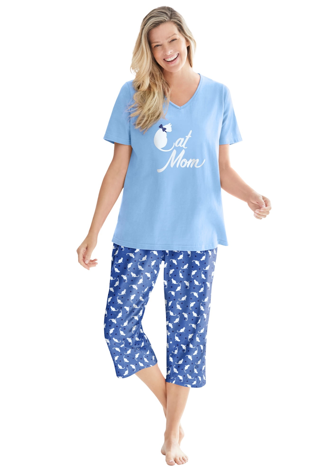 Dreams And Co Womens Plus Size 2 Piece Capri Pj Set Pajamas