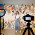12x8ft Photo Backdrop, Vintage Flowers Soft Polyester Backdrop Curtains ...