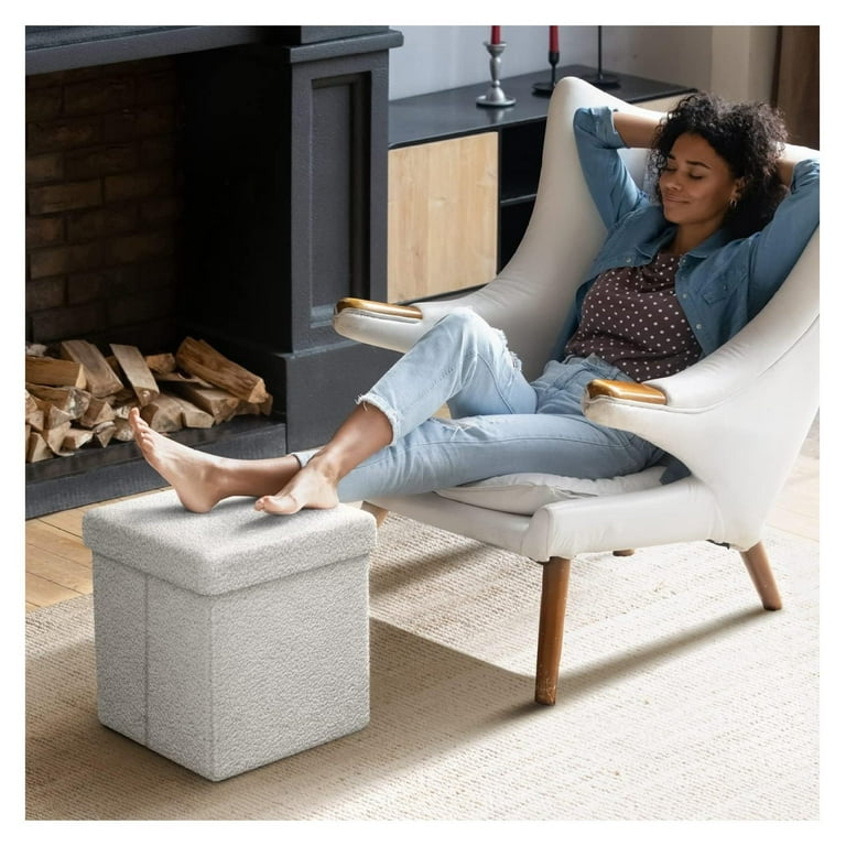Small cube ottoman with storage store