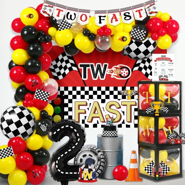 Race Car Rally Birthday Bash Kit - 126 Piece Set with Balloon Garland ...