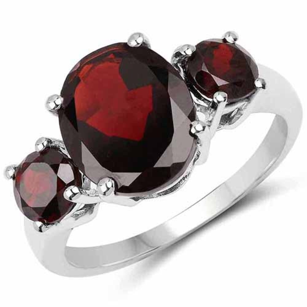 Genuine Oval Garnet Ring in Sterling Silver - Size 5.00 - Walmart.com