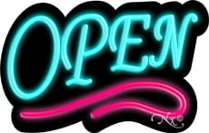 Deco Style Aqua Open With Pink Line LED Neon Sign 14" Tall x 22" Wide ...