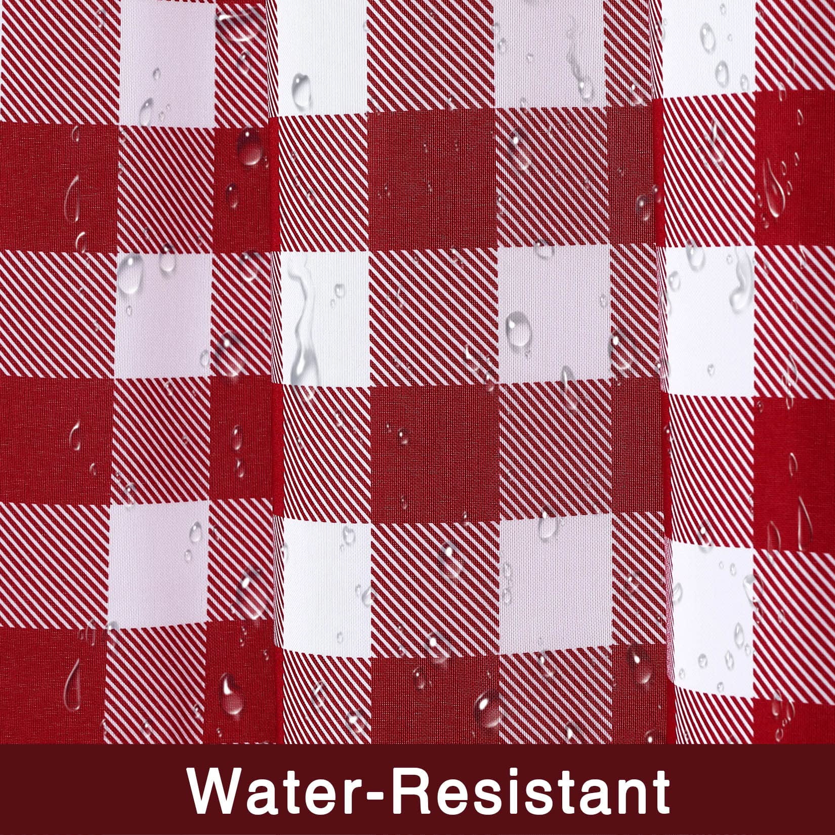 Shininglove Red Check Kitchen Curtains, Gingham Waterproof Window ...