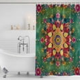 Bohemian Green Flower Pattern Shower Curtain for Bathroom, Vintage ...
