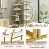 Home Office Convertible 4-Tier Round Bookshelf with Metal Frame, White ...