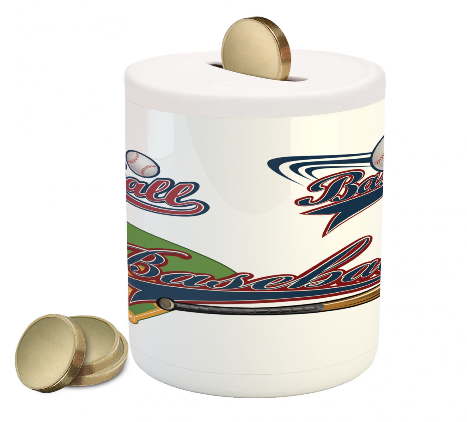 Sports Piggy Bank, Baseball Mitt Ball Bat Hardball Supplies Exercise ...