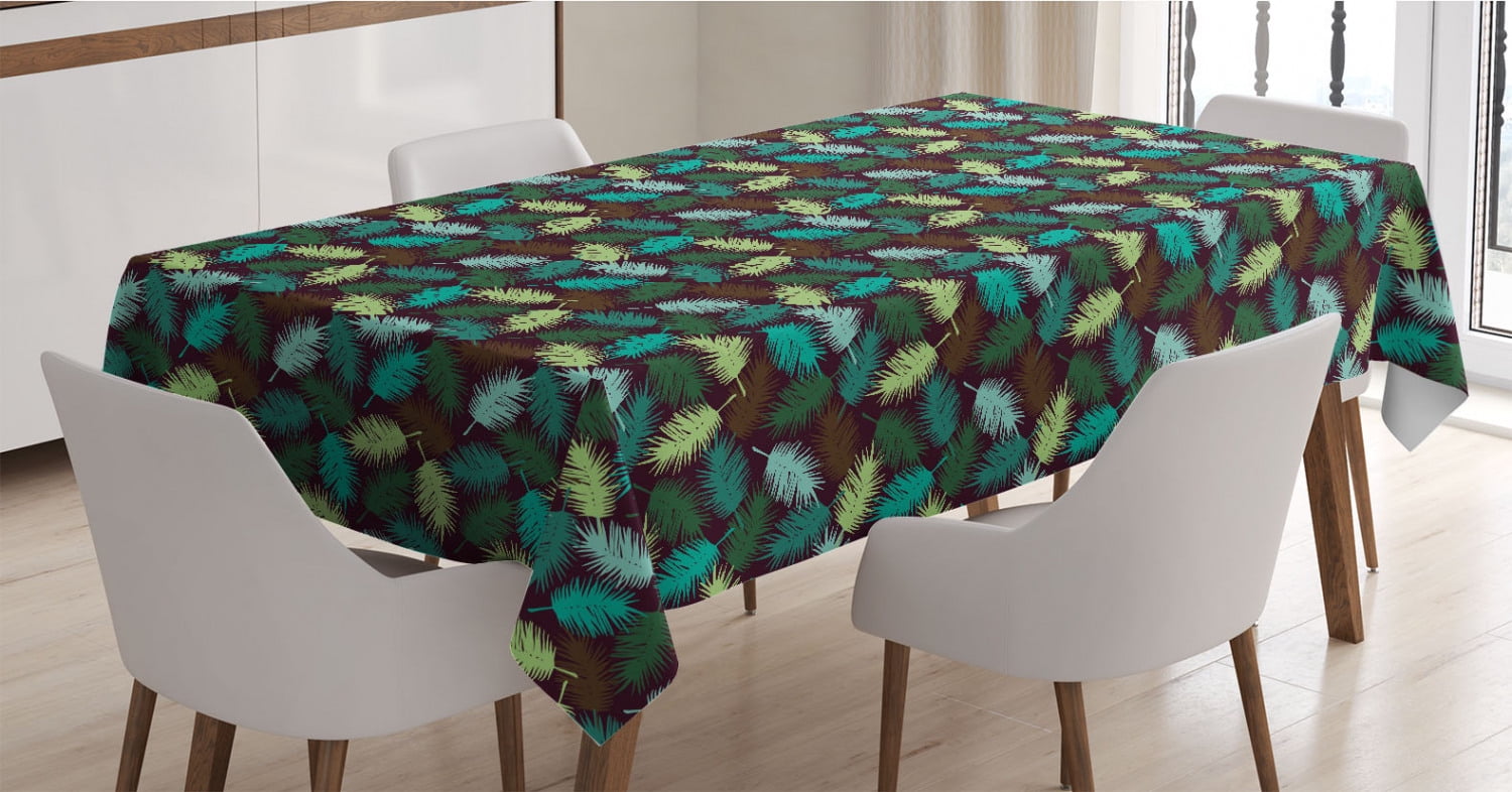 Tropical Tablecloth, Exotic Torbay Palm Tree Leaves Silhouette Vibrant ...
