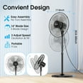 16" Pedestal Fan with 3-Speeds, Oscillating Stand up Fan with ...