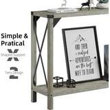 43 Inch Narrow Console Table, 2-Tier Wood Accent Sofa Table Furniture ...