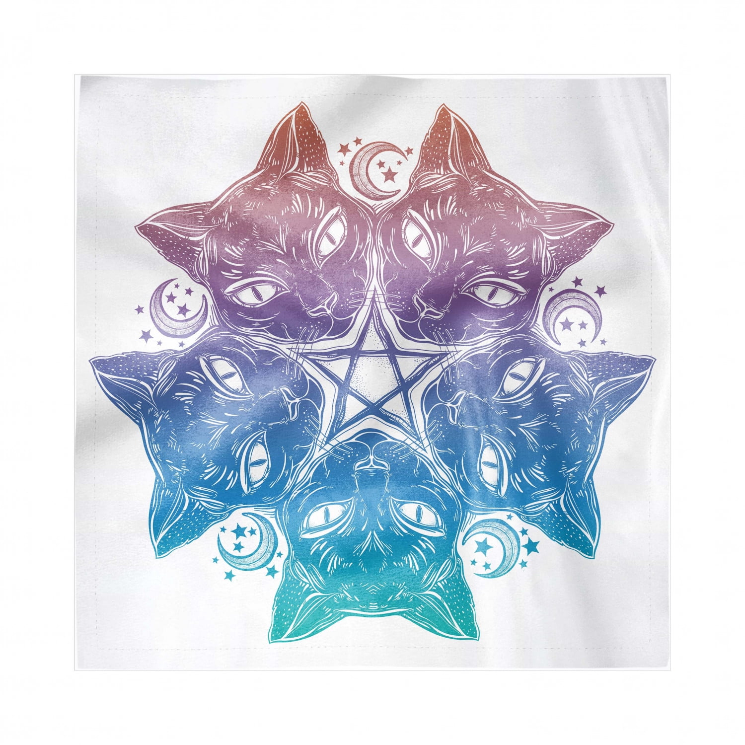 Pentacle Decorative Napkins Set of 4, Heads of Black Cats Forming a ...