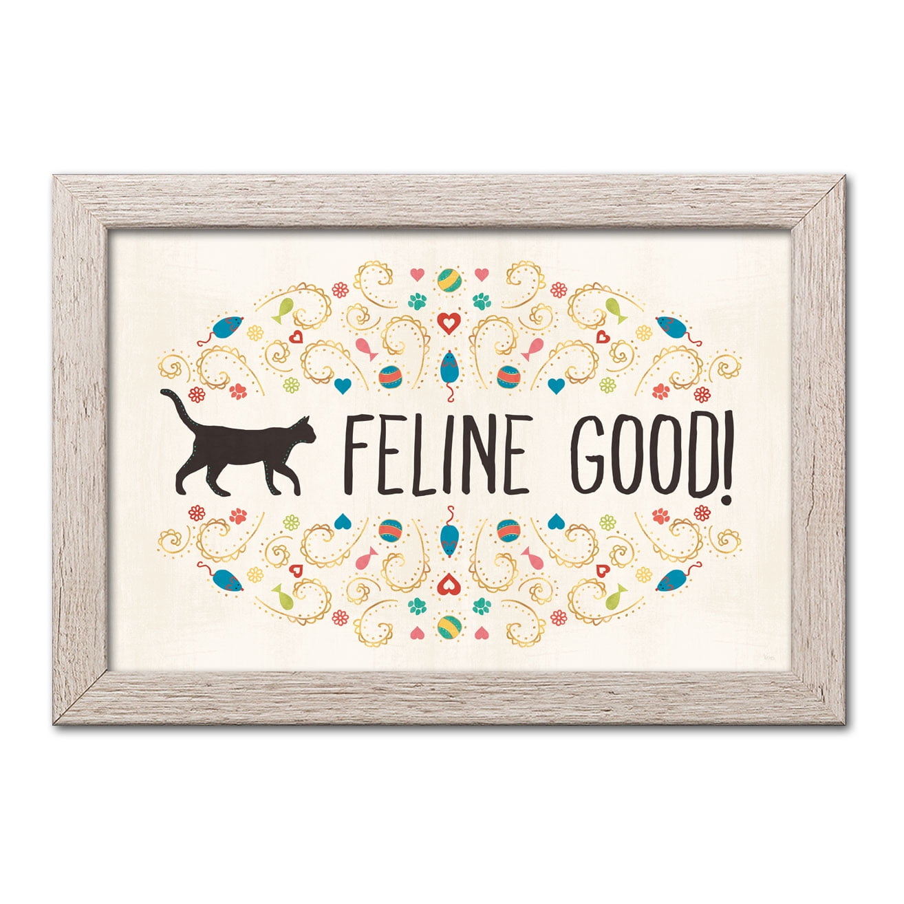 Gango Home Decor Contemporary Otomi Cats I by Veronique Charron (Ready ...