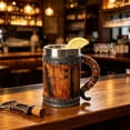 AOOOWER Handmade Wooden Beer Mug with Stainless Steel Liners Rustics ...
