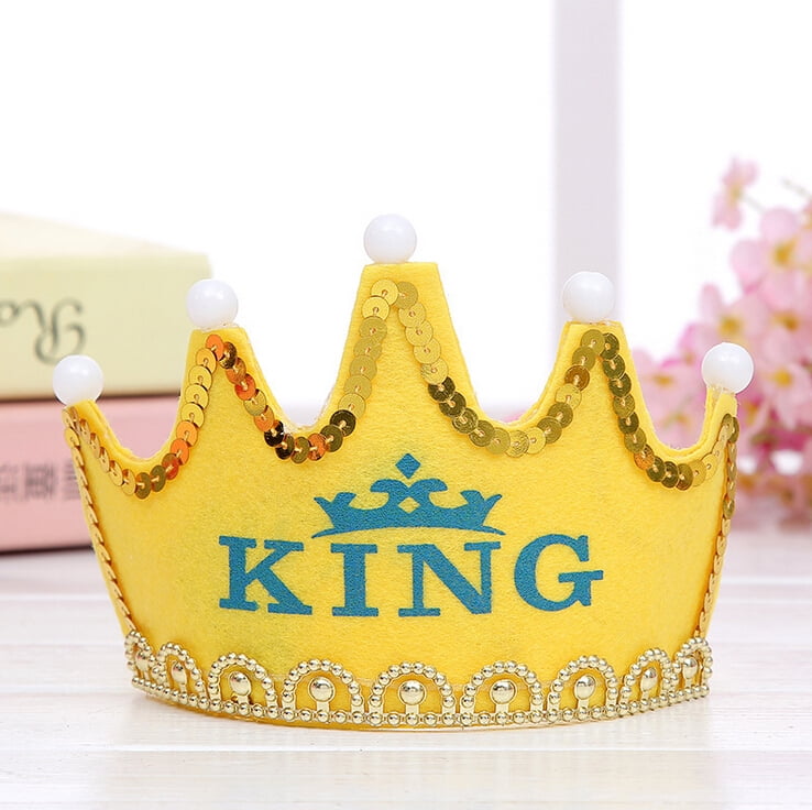 Spring hue Children's Birthday Lovely LED Crown Hat Princess King Happy ...