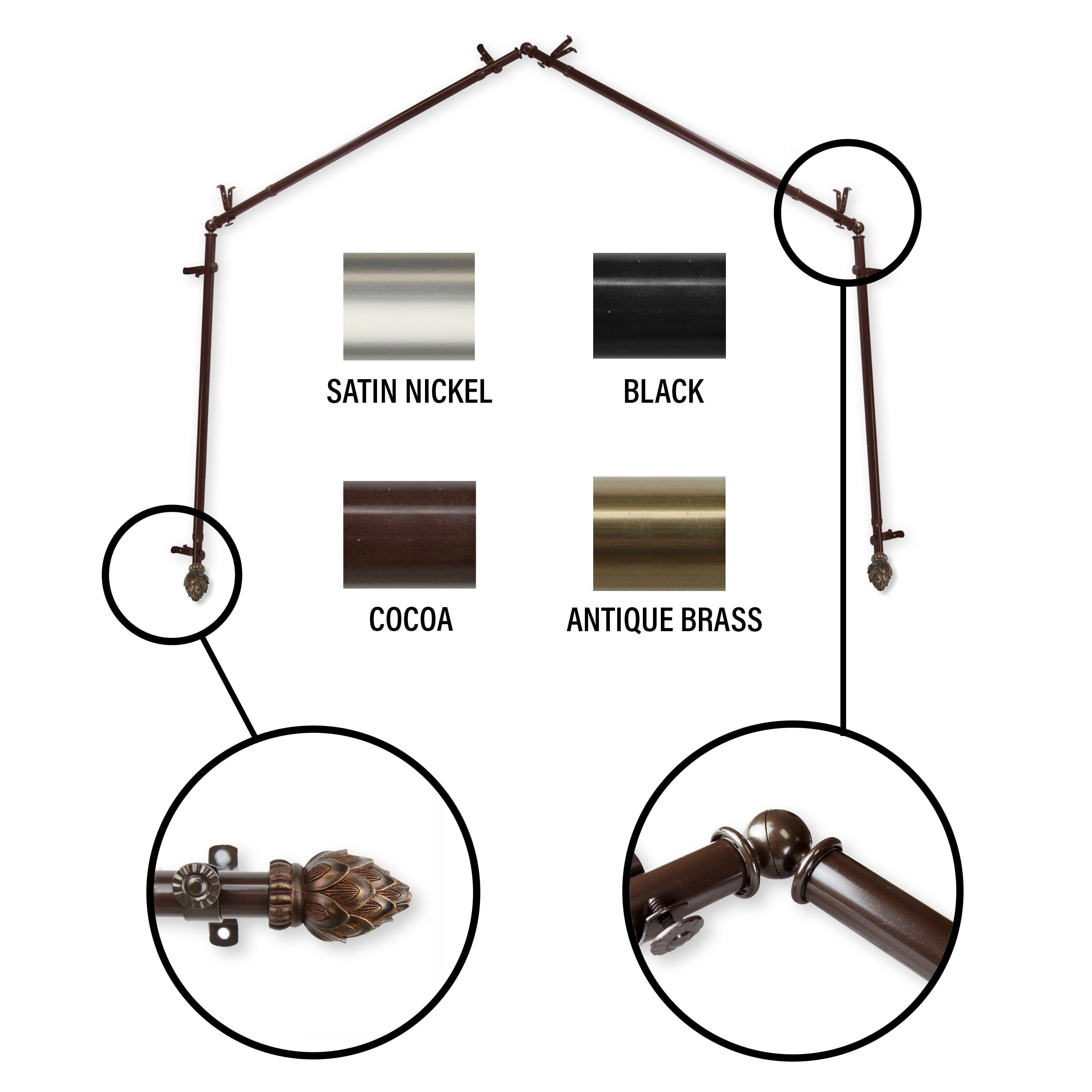 InStyleDesign Lotus 4-Sided Bay Window Curtain Rod - Walmart.com