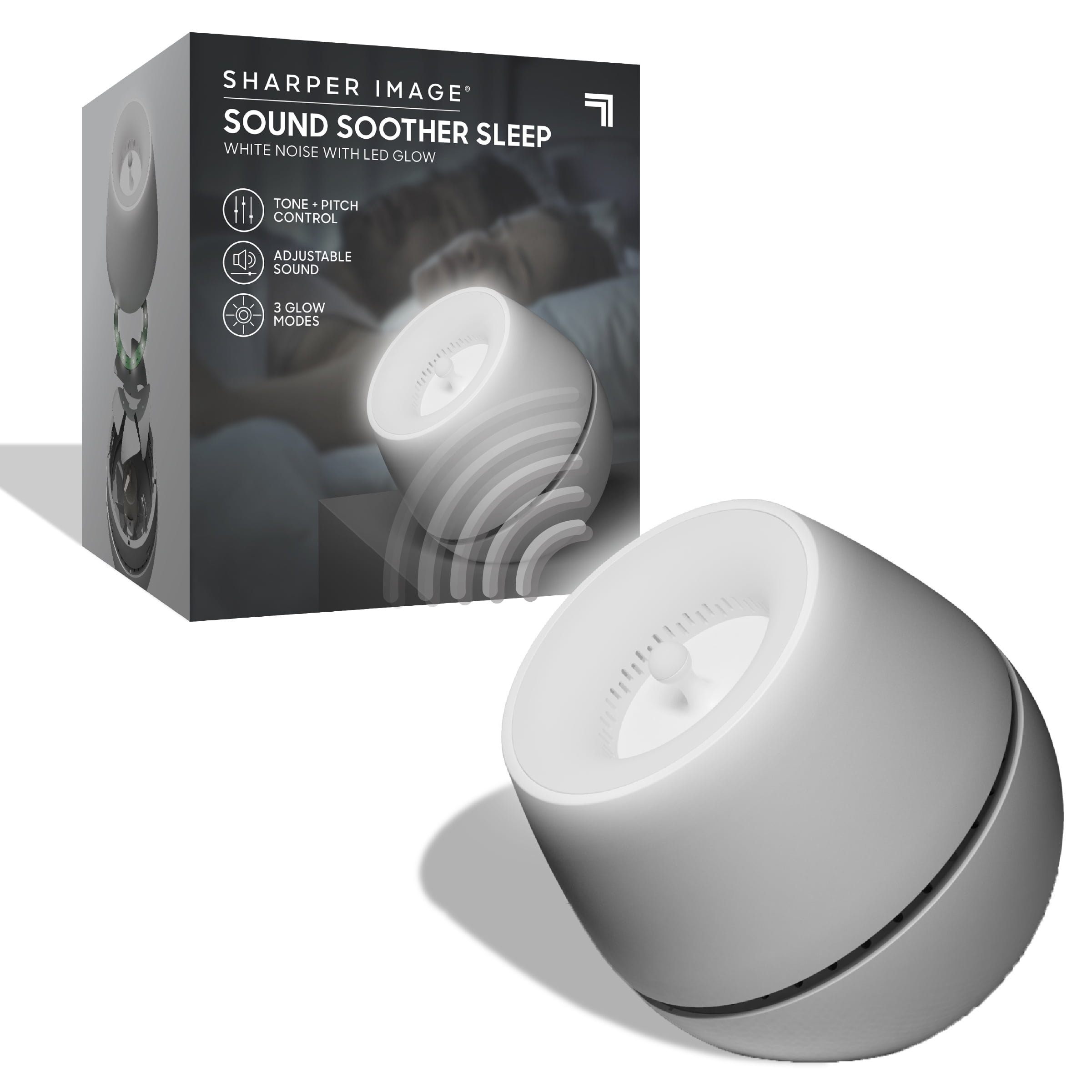 Sharper Image Sound Soother Wind, White Noise Machine with LED Glow ...