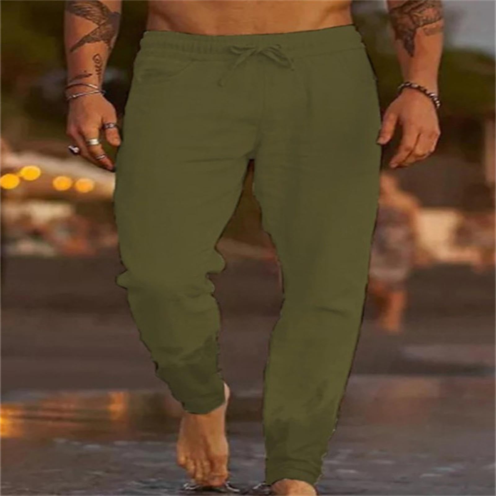 Click here for Aherbiu Pants For Men Drawstring Elastic Relaxed F... prices