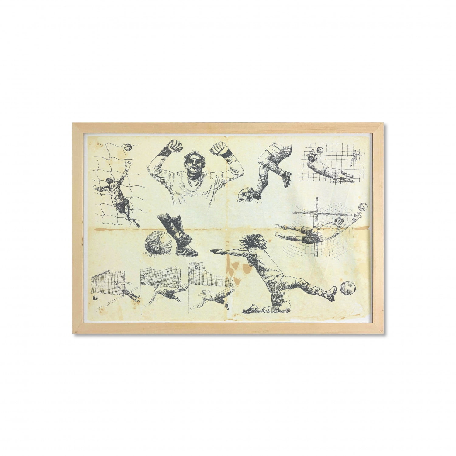 Soccer Wall Art with Frame, Arrangement of Different Soccer Player ...