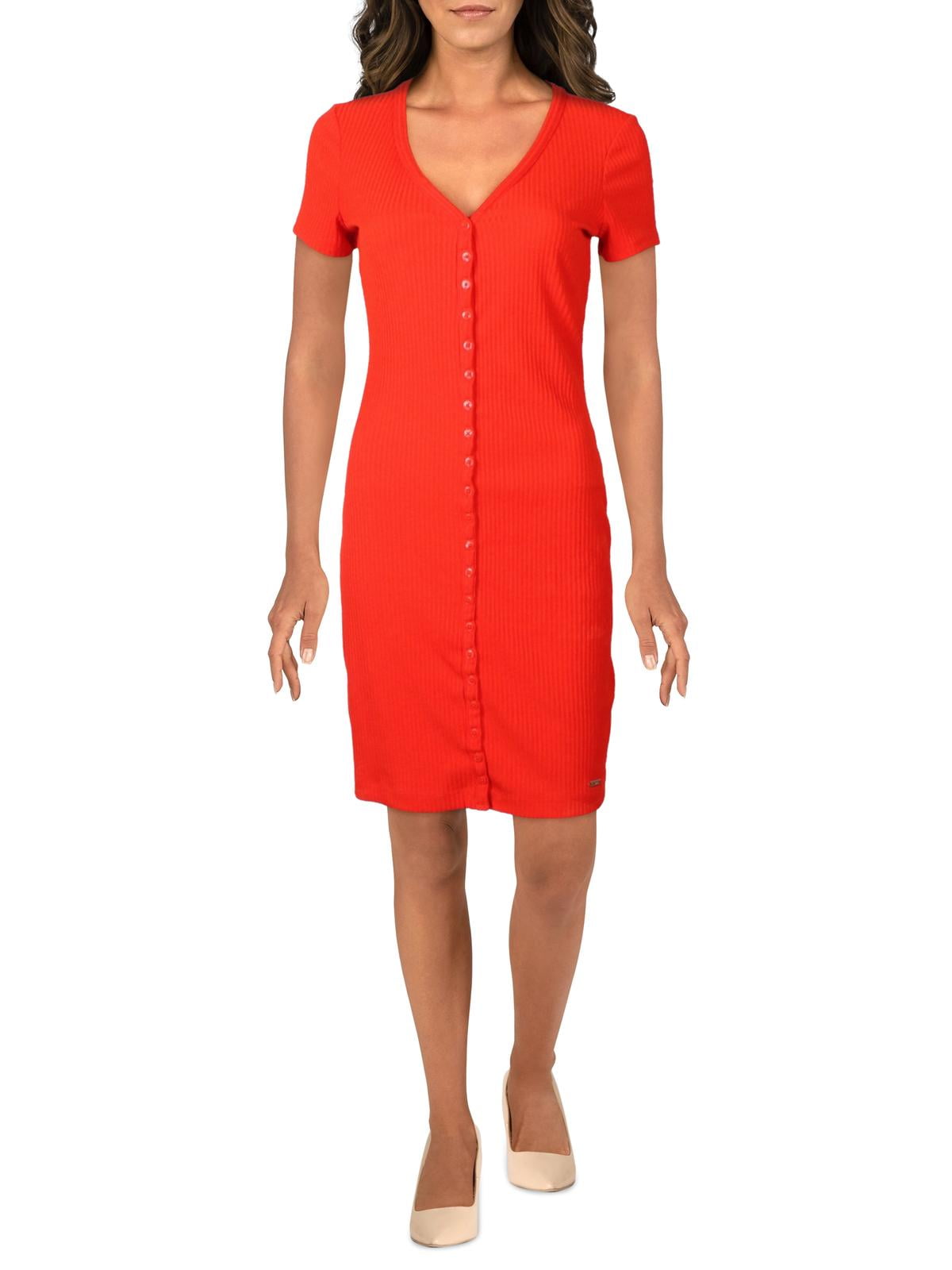 Guess Womens Raylynn Ribbed Henley Mini Dress - Walmart.com