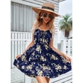 EASYBRA Womens Printed Sleeveless Suspender Dress Elastic Waist Short ...
