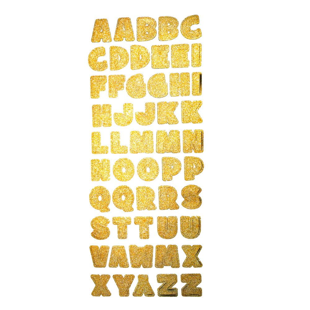 Glitter Alphabet Letter Photo Safe Foil Stickers, Gold, 1-Inch, 52 ...