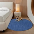 6ft Round Rug Navy Blue Area Rugs for Living Room Bedroom Washable Non ...