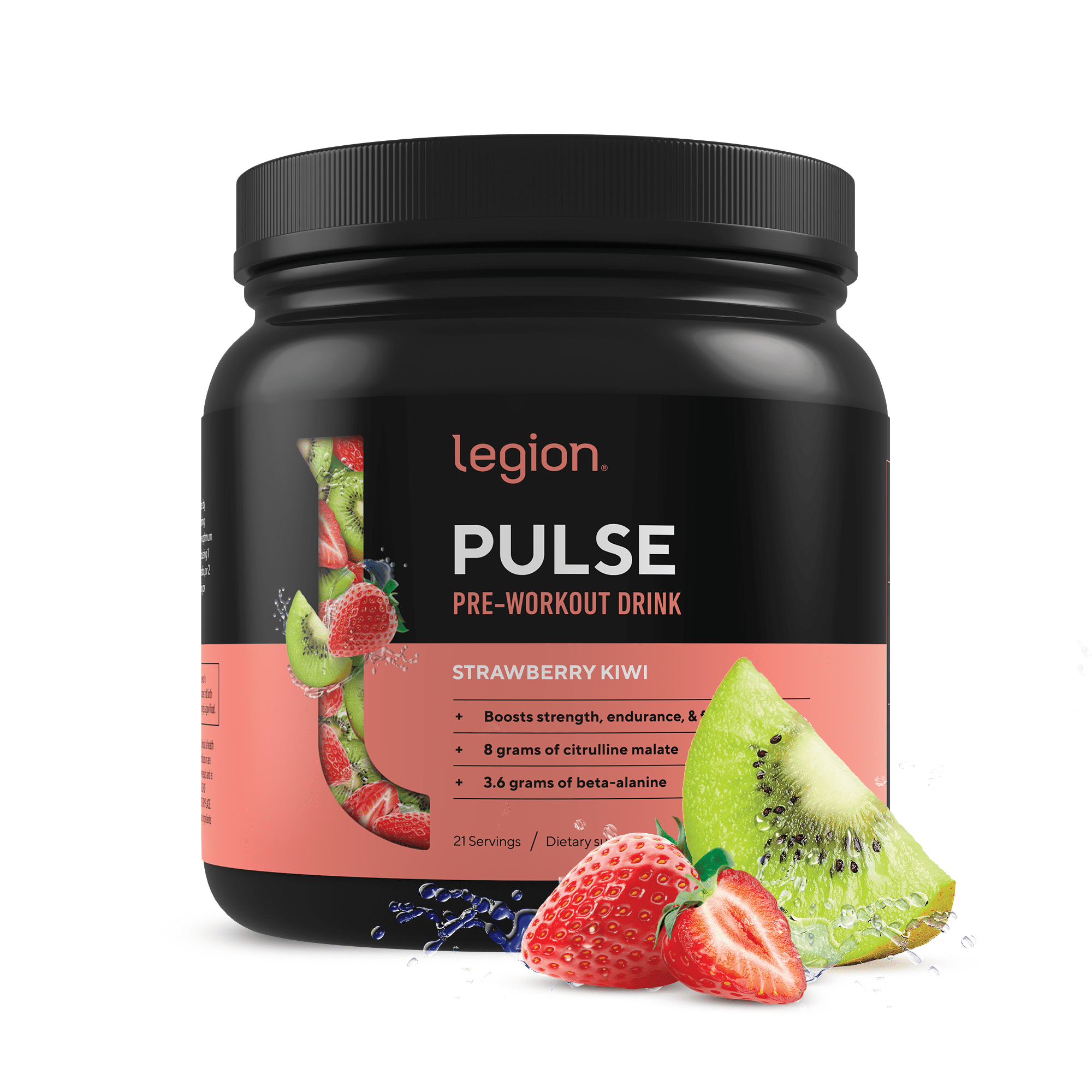 Legion Pulse Pre Workout with Caffeine for Energy, Strawberry Kiwi, 20 ...