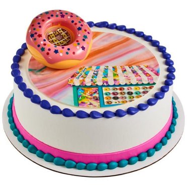 Confetti Launcher DecoSet with Round Edible Cake Topper Image ...