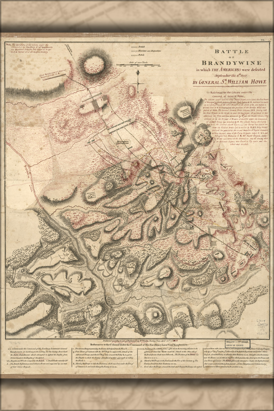 24"x36" Gallery Poster, map of the Battle of Brandywine 1777 - Walmart.com