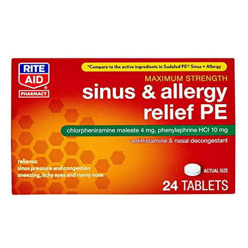 Buy Rite Aid Sinus & Allergy Relief PE Tablets, Maximum Strength- 24 ...
