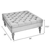 Square Beige Velvet Tufted Upholstered Cocktail Ottoman with Wheels ...
