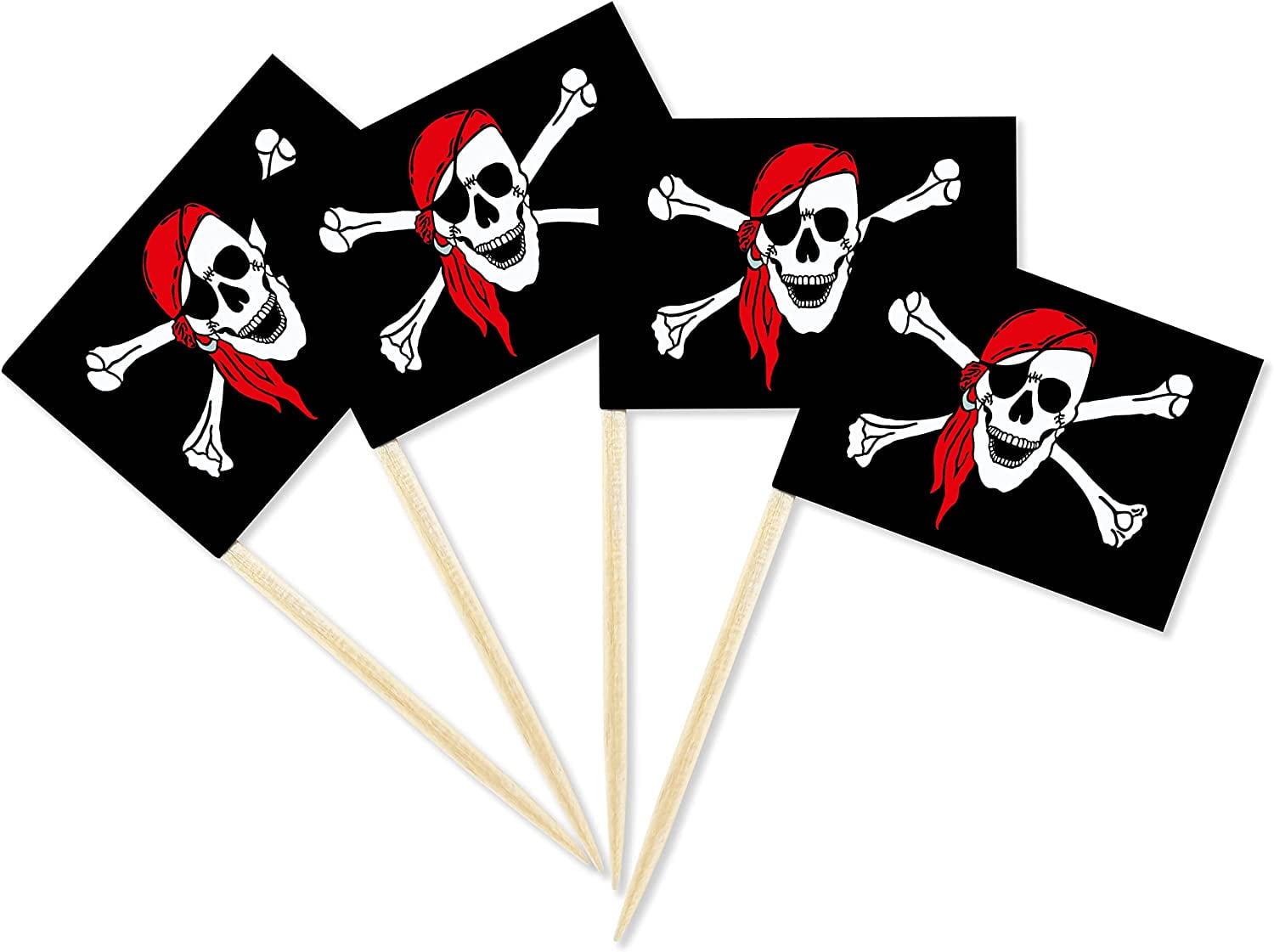 Pirate Jolly Roger Toothpick Flag with Red Bandana Mini Small Cupcake ...