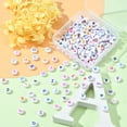 200Pcs 2 Style Opaque Acrylic Beads Flat Round with Letter Heart Mixed ...