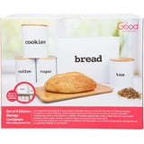 Good Cooking Bamboo Food Storage Bread Box Set with Canisters and ...