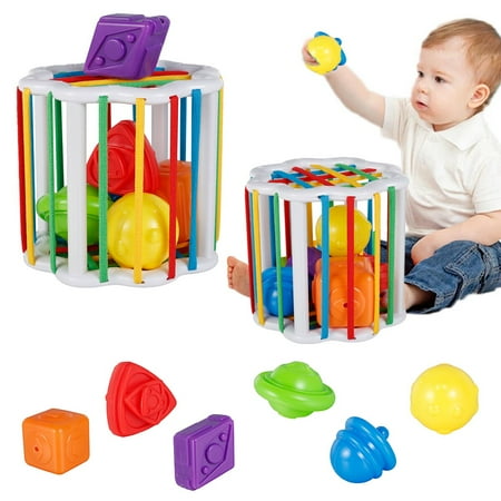 Shape Blocks Sorting Toy with 6 Blocks Plastic Sensory Bin Sorting Toy ...