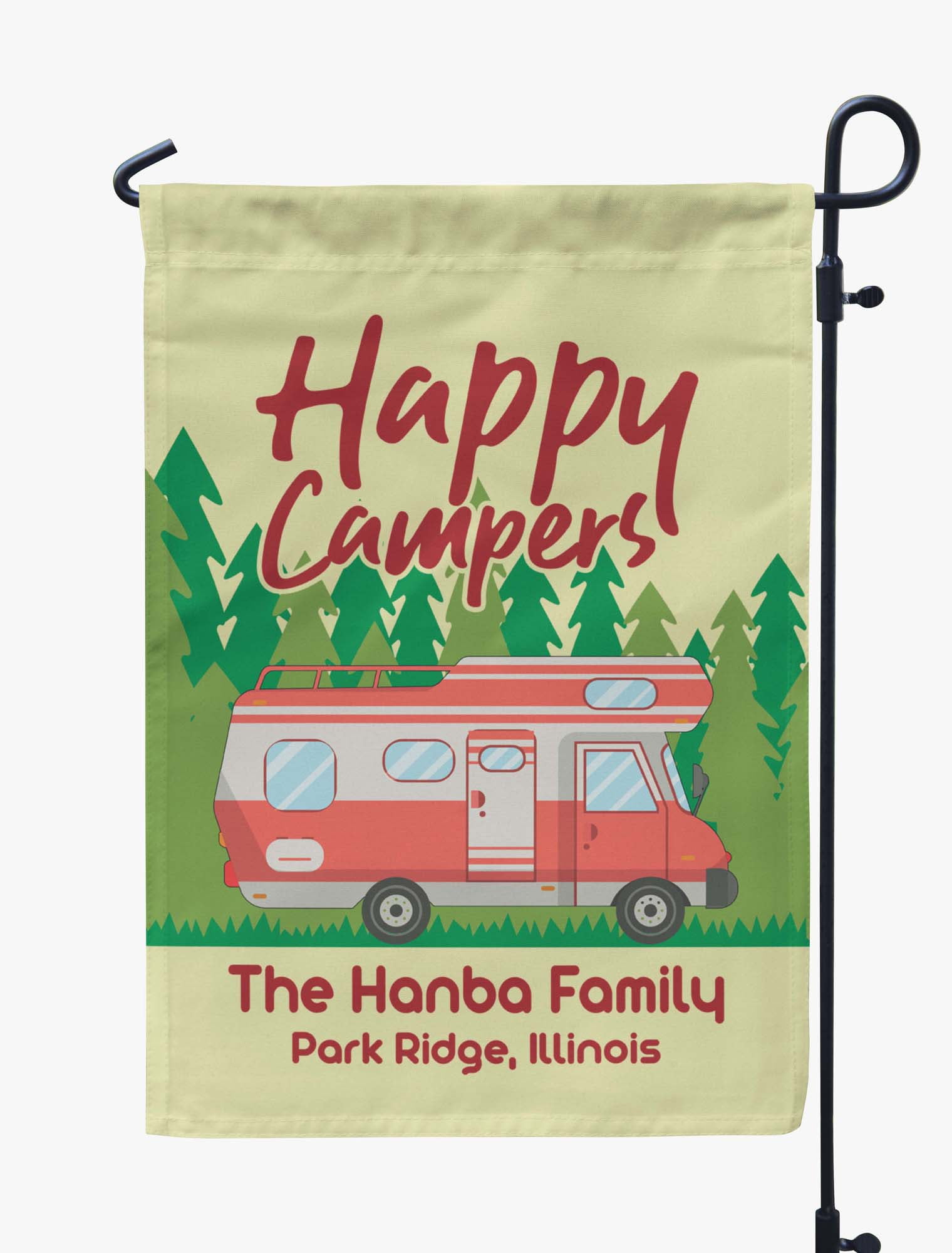 Printtoo Tan Happy Campers Class C Motorhome Personalized Camping Flags ...