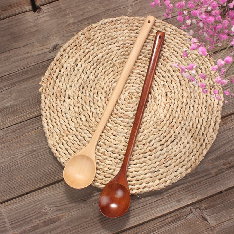 Buy Wooden Spoon 13-inch, Long Handle Cooking Spoon - Nonstick Spoon ...