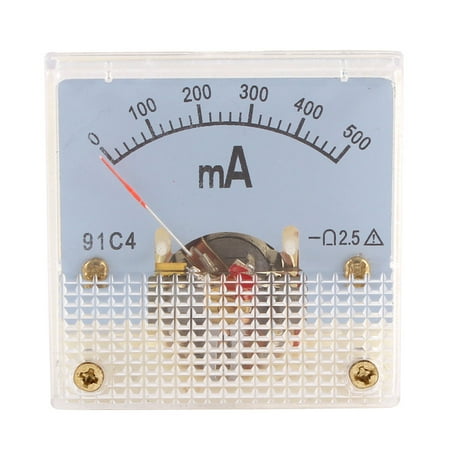 91C4 DC 0-500mA Rectangle Mini Analog Panel Ammeter Gauge Amperemeter ...