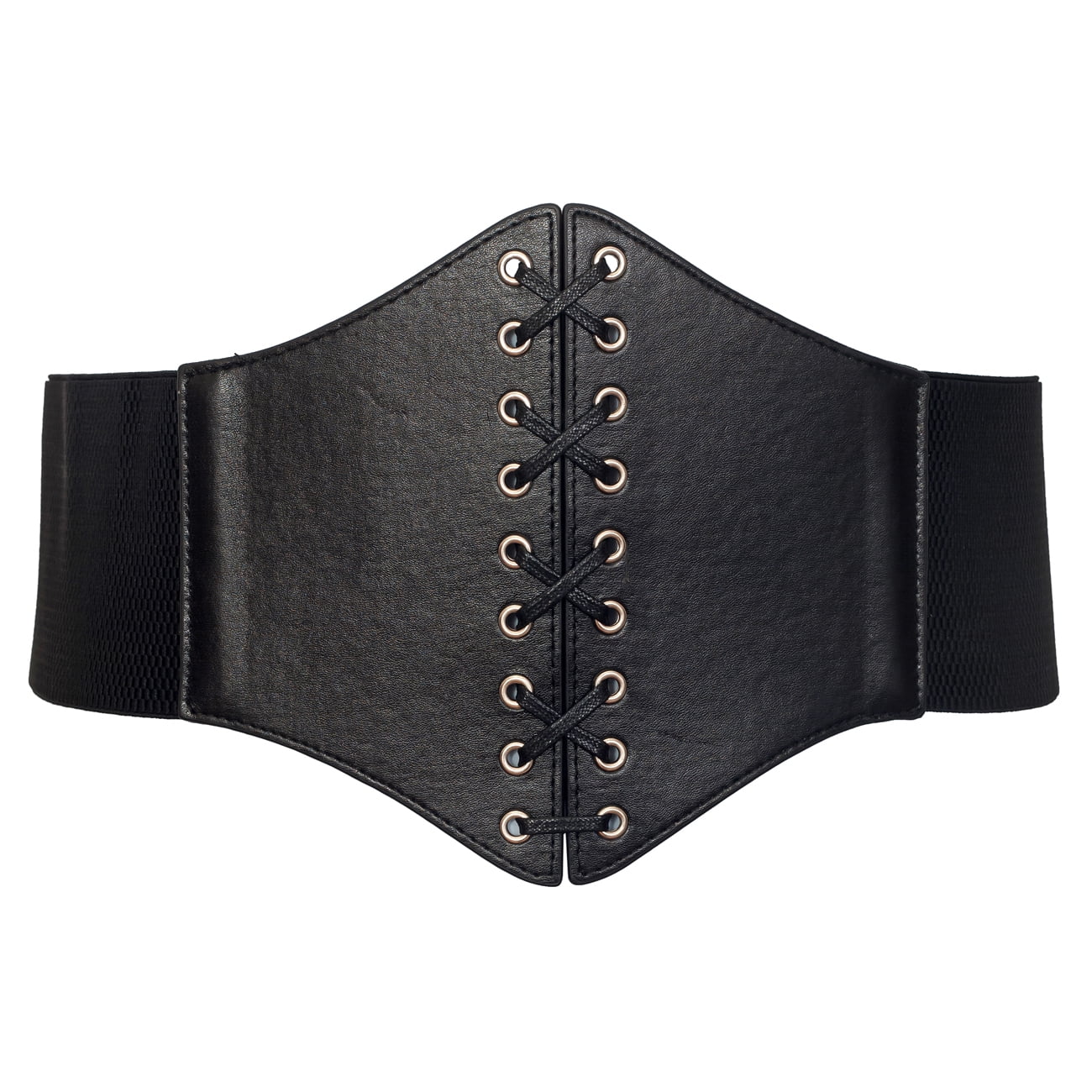 Evogues Plus Size Faux Leather Corset Style Wide Elastic Belt Black