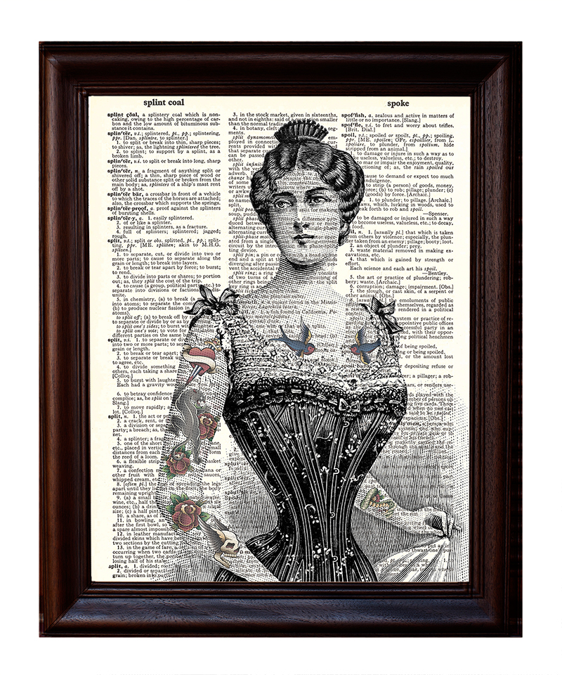 Tattooed Victorian - Dictionary Art Print Printed On Authentic Vintage ...