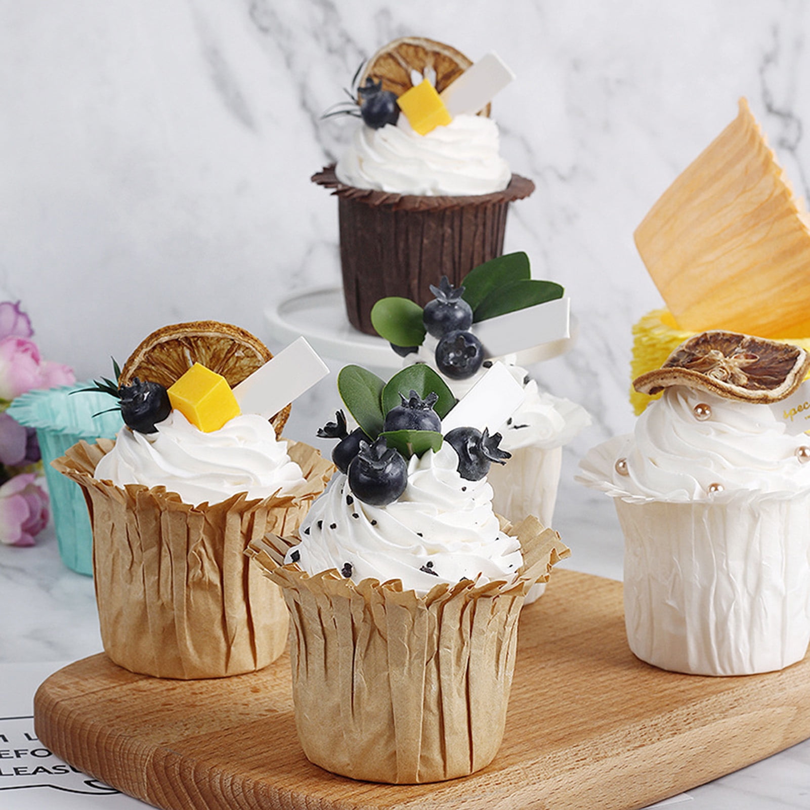 50-Piece Paper Cups - Food Grade - Anti-Oil - Exquisite Patterns - High ...
