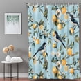 Bathroom Shower Curtain Spring Pastoral Lemon Bird on Blue Waterproof ...