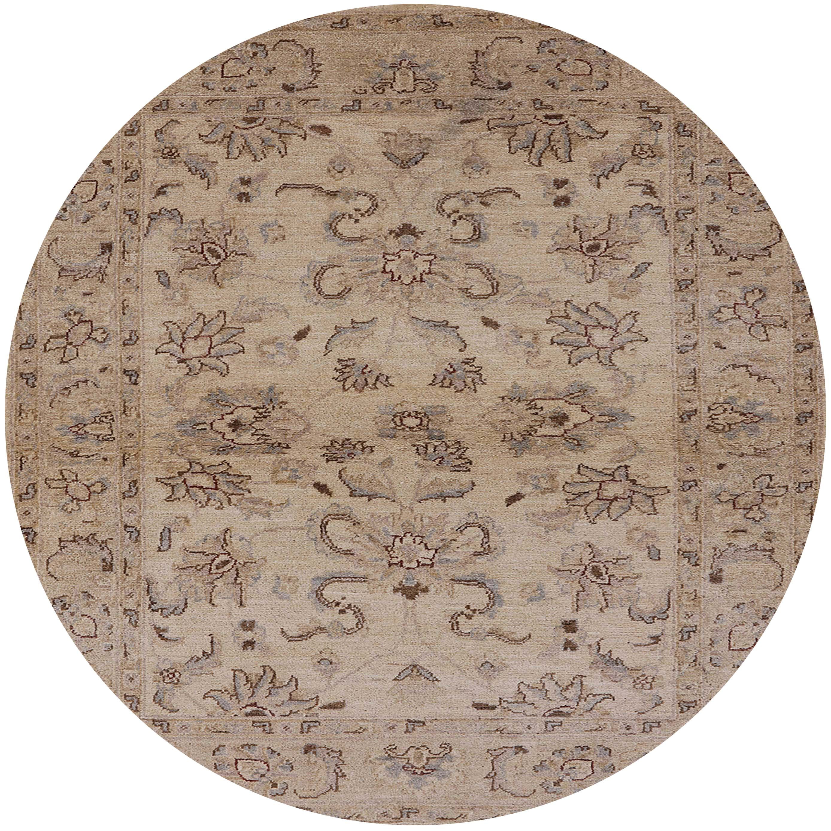 Ahgly Company Indoor Round Mid-Century Modern Camel Brown Oriental Area ...