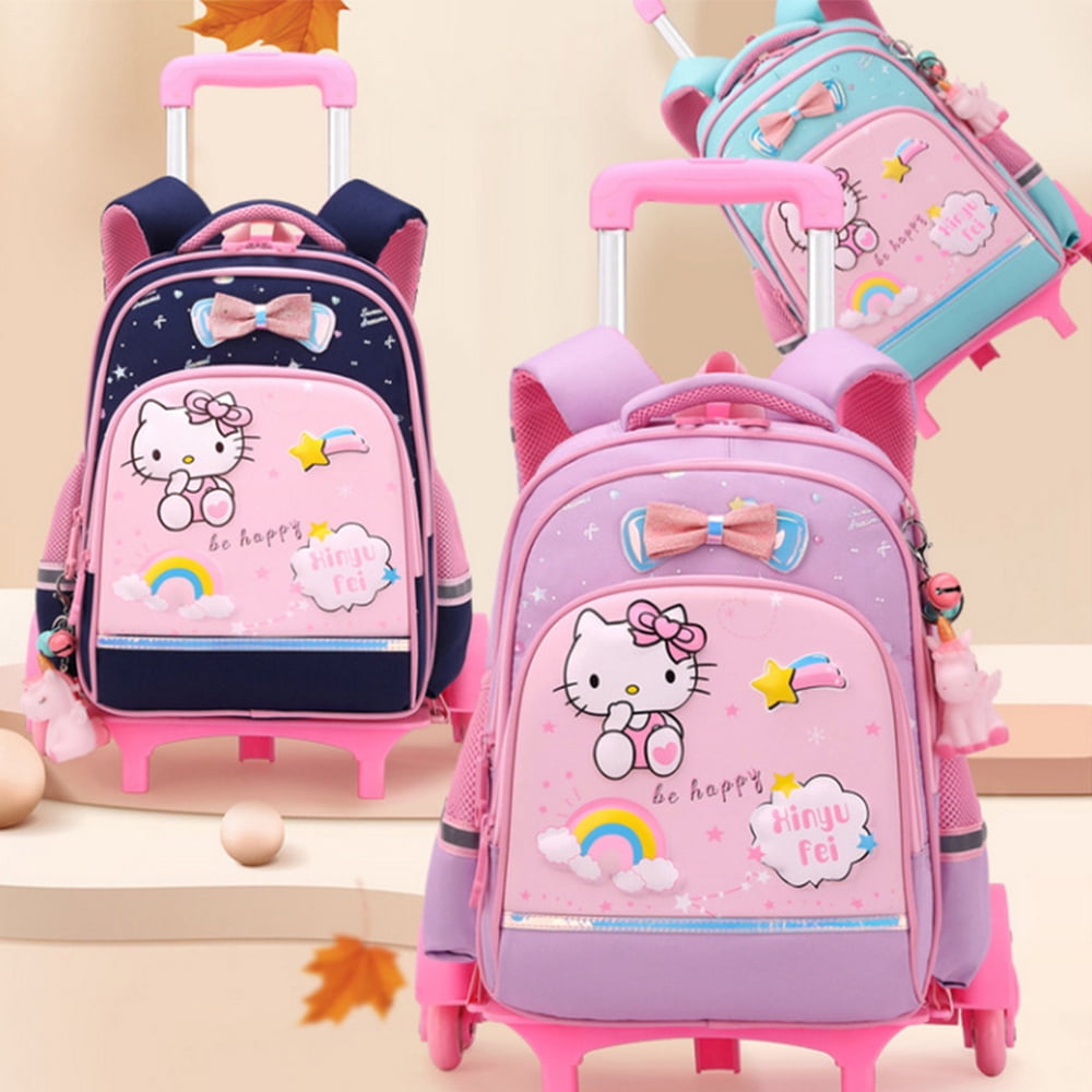 Cute Trolley Schoolbag Student Kids Hello Kitty Sanrio Anime New Large ...